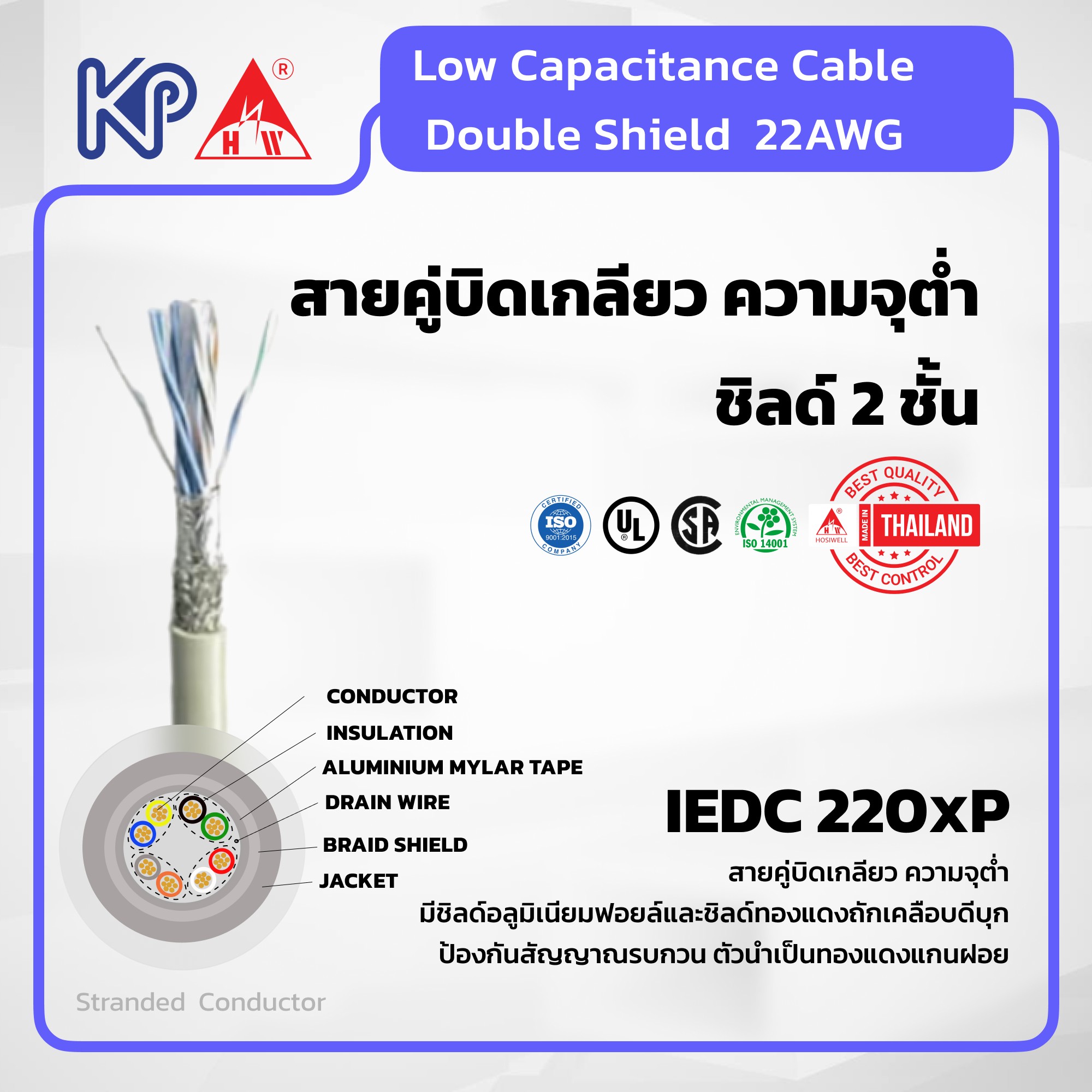 สายคู่บิดเกลียว ความจุต่ำ - Low Capacitance Cable Double Shield 3P ...