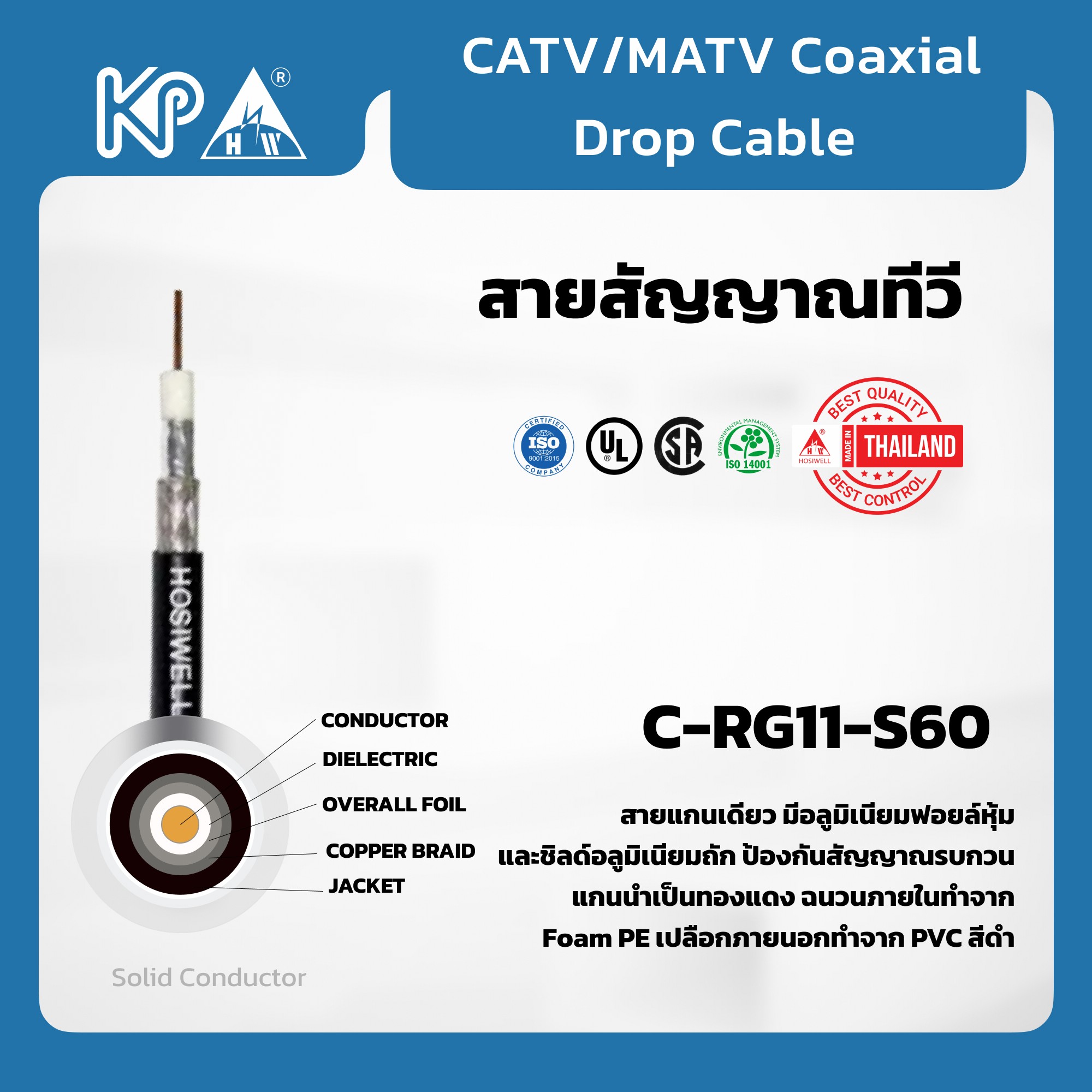 RG11 for MATV - CATV 60% Shield - Hosiwell